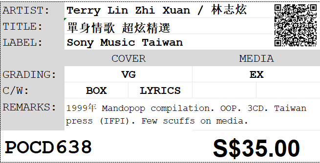 [Pre-owned] Terry Lin Zhi Xuan / 林志炫 - 單身情歌 超炫精選 3CD – NEONMUSIC